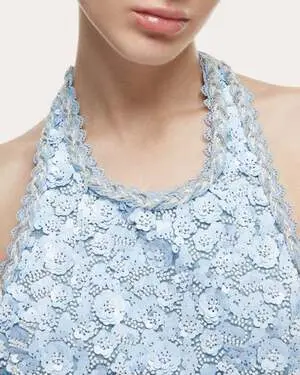 Waimari Floral Sequin Halter Mini Dress