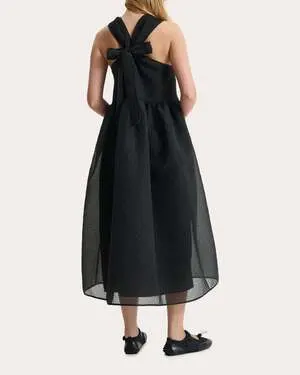 Cecilie Bahnsen Dora Matelassé Gathered Midi Dress - Black