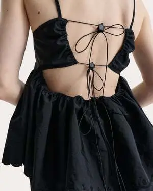 Cecilie Bahnsen Embroidered Taffeta Peplum Tank Top