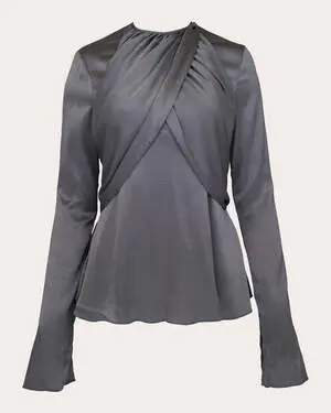 Azeeza Elowen Gathered Crossover Top - Grey