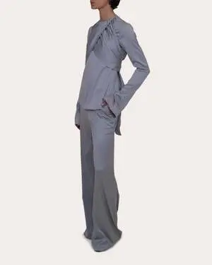 Azeeza Elowen Gathered Crossover Top - Grey