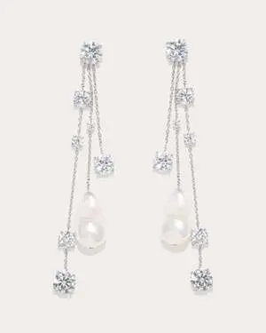 Completedworks Pearl & Zirconia Drop Earrings - Silver