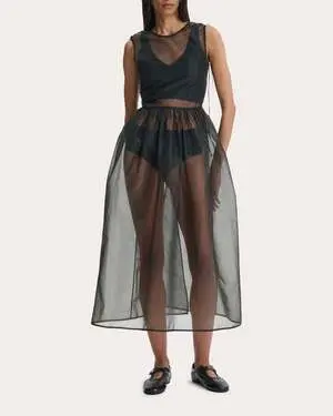 Cecilie Bahnsen Camilla Sheer Liquid Myrtia Midi Dress
