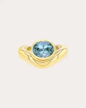FUTURE FORTUNE Aquamarine & 14k Gold Speed Of Light Ring - Blue