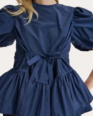 Cecilie Bahnsen Bale Ripstop Puff-sleeve Peplum Top