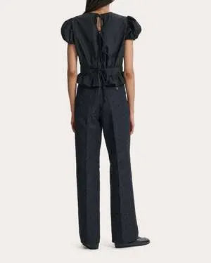 Cecilie Bahnsen Cristobal Recycled Faille Gathered Peplum Top