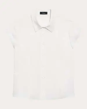 Theory Silk Cap-sleeve Button-up Top - White
