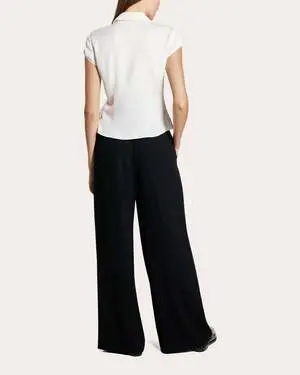 Theory Silk Cap-sleeve Button-up Top - White