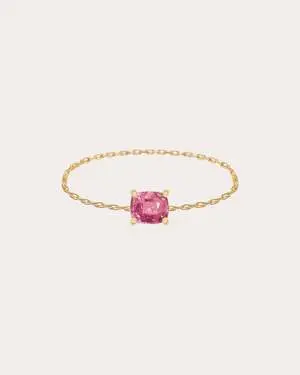 YI COLLECTION Jedi Spinel & 18k Gold Chain Ring - Pink