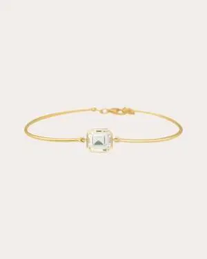 YI COLLECTION Moonstone & 18k Bar Bangle - Rainbow