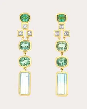 FUTURE FORTUNE Tourmaline And Diamond Drop Earrings - Green