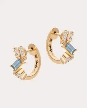 PREETI SANDHU Aquamarine & Diamond Nugget Huggie Earrings - Blue