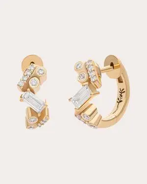 PREETI SANDHU Diamond And 14k Nugget Huggie Earrings - Gold