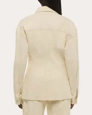 Helmut Lang Crushed Metallic Twill Trucker Jacket - Neutral