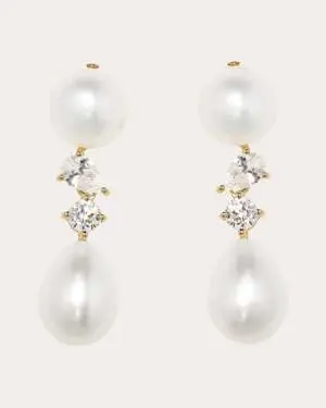 Completedworks Pearl & Zirconia Drop Earrings - Silver