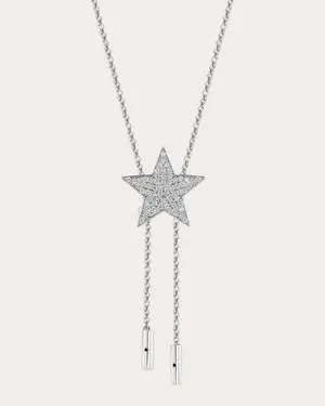 FUTURE FORTUNE Diamond And 14k White Gold Star Bolo Necklace - Silver