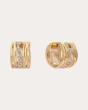 PREETI SANDHU Diamond And 14k Rivulet Wander Huggie Earrings - Gold