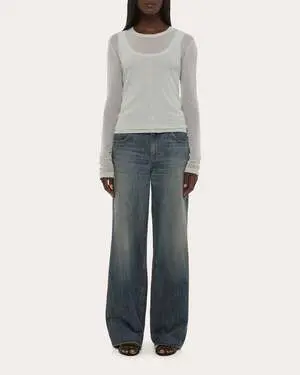 Helmut Lang Sheer Mesh Layered Long-sleeve T-shirt