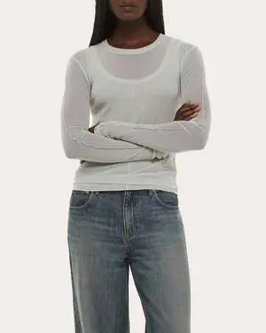 Helmut Lang Sheer Mesh Layered Long-sleeve T-shirt