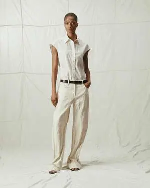 Helmut Lang Crushed Metallic Twill Bootcut Jeans - Neutral
