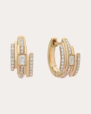 PREETI SANDHU Diamond And 14k Huggie Earrings - Gold
