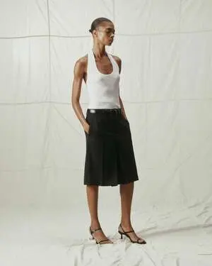 Helmut Lang Wool Gabardine Midi Skirt
