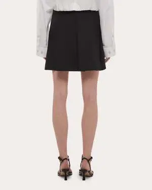 Helmut Lang Wool Gabardine Pleated Mini Skirt