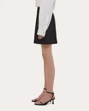 Helmut Lang Wool Gabardine Pleated Mini Skirt