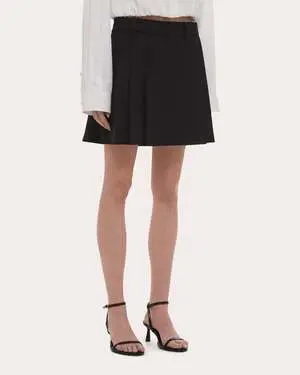 Helmut Lang Wool Gabardine Pleated Mini Skirt