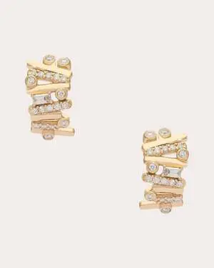 PREETI SANDHU Diamond And 14k Huggie Earrings