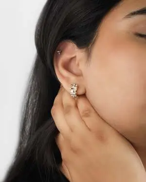 PREETI SANDHU Diamond And 14k Huggie Earrings