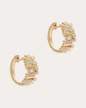 PREETI SANDHU Diamond And 14k Huggie Earrings