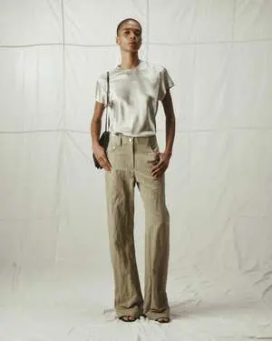 Helmut Lang Cotton-linen Barrel Bootcut Trousers - Green