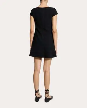 Theory Admiral Crepe Seamed A-line Mini Dress - Black