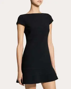 Theory Admiral Crepe Seamed A-line Mini Dress - Black