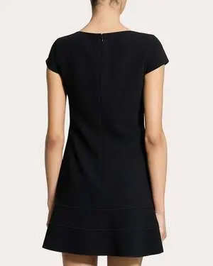 Theory Admiral Crepe Seamed A-line Mini Dress - Black