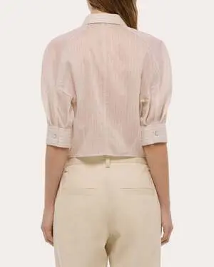 Helmut Lang Sheer Stripe Articulated Crop Top - Neutral