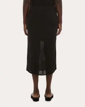 Helmut Lang Sheer Wool Knit Layered Midi Skirt
