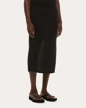 Helmut Lang Sheer Wool Knit Layered Midi Skirt