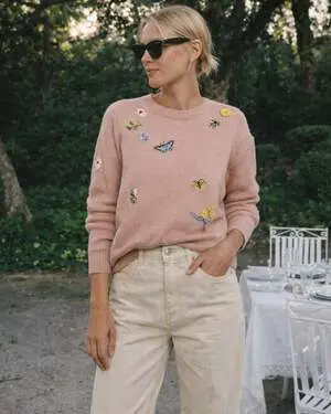 Erdem Embroidered Wool Crewneck Sweater