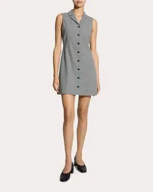 Theory Plaid Wool Twill Sleeveless Blazer Dress