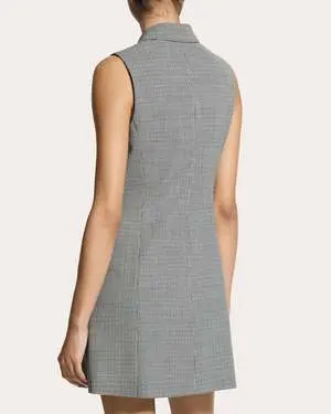 Theory Plaid Wool Twill Sleeveless Blazer Dress