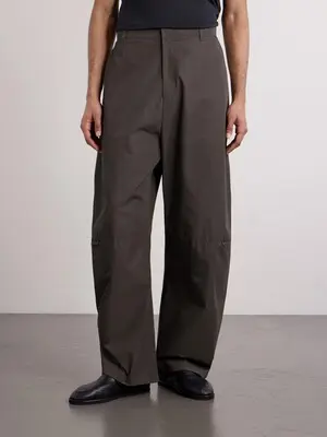 AMOMENTO Barrel-leg Cotton Trousers - Green