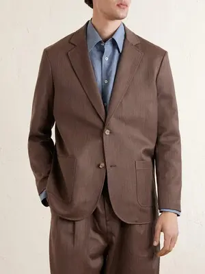 De Bonne Facture Writers Wool And Cotton-blend Suit Jacket - Brown