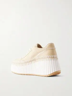 Chloé Nama Canvas And Leather Platform Sneakers - Neutrals
