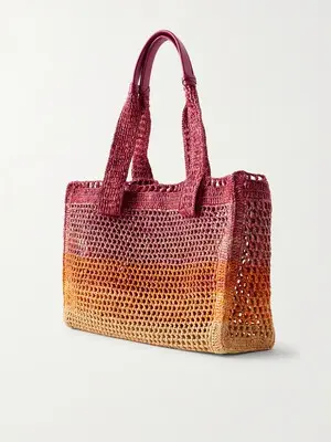 Chloé Summer Banana Leather-trimmed Dégradé Raffia Tote