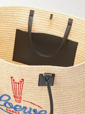 Loewe Verano Embroidered Raffia Tote