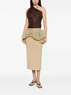Max Mara Ruffle Detail Midi Skirt - Neutrals