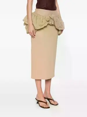 Max Mara Ruffle Detail Midi Skirt - Neutrals