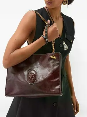 Versace Cabine Leather Shoulder Bag - Brown